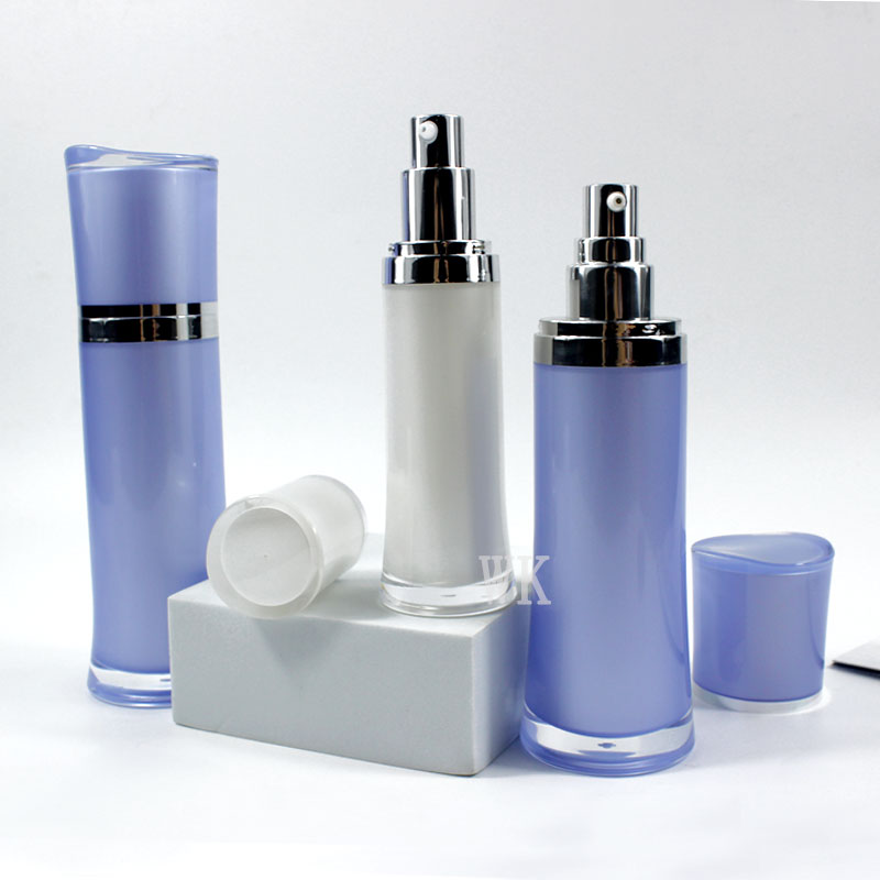 New threaded mouth acrylic pmma exquisite blue and white lotion bottle ...
